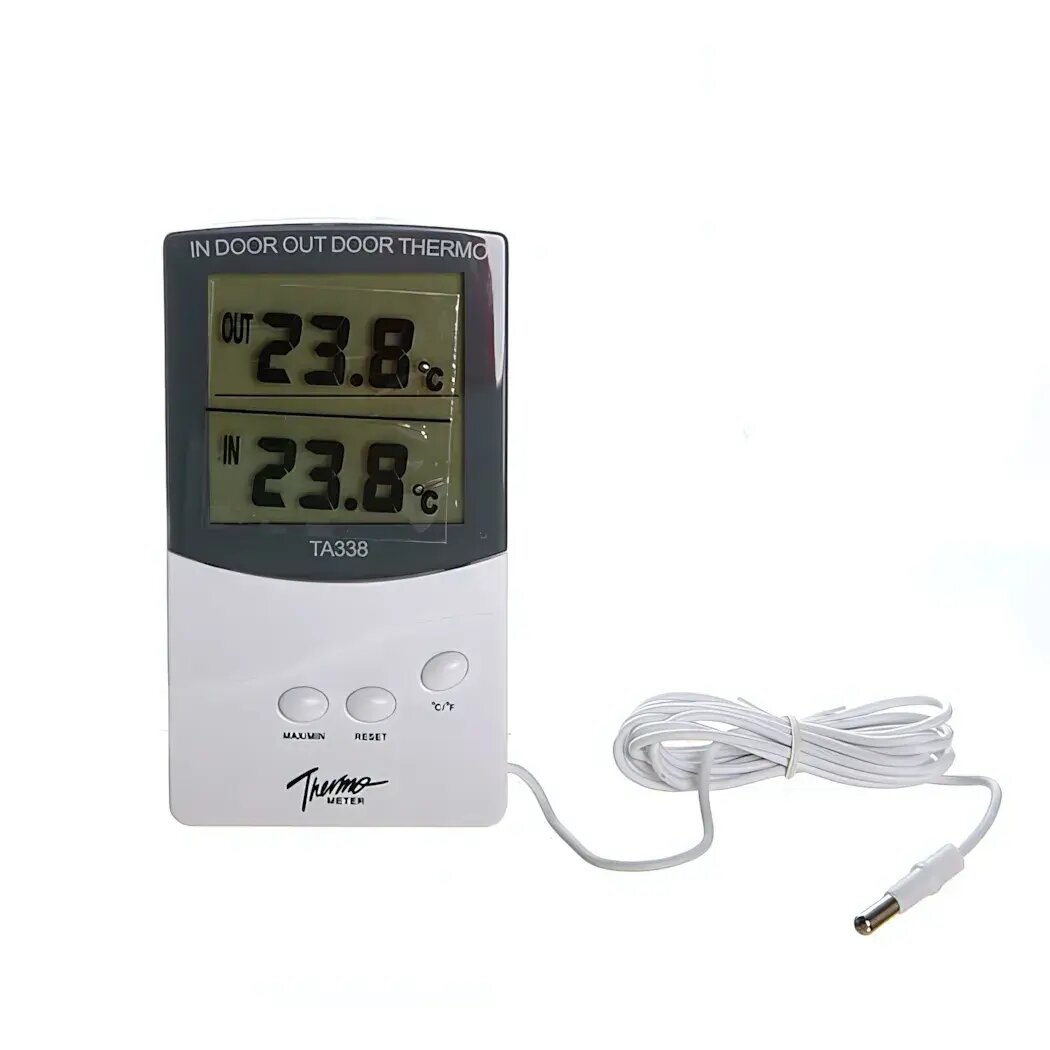 Термометр электронный с выносным датчиком 60м, диапазон -40°C.+50°C, часы, дата, будильник