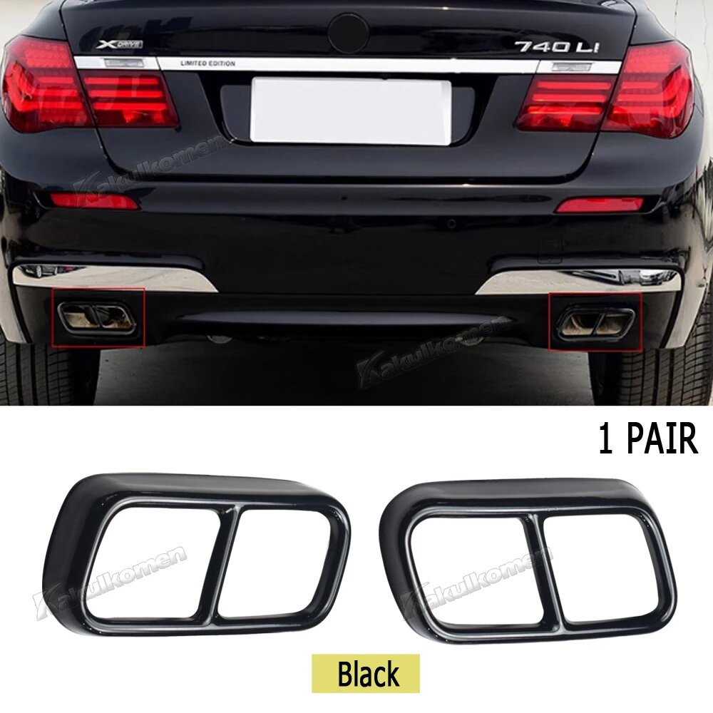Нержавеющая сталь для BMW F01 серии 730i 740i 750i 760i 2009-2014, автомобильный глушитель, выходная крышка выхлопной трубы, аксессуар Black