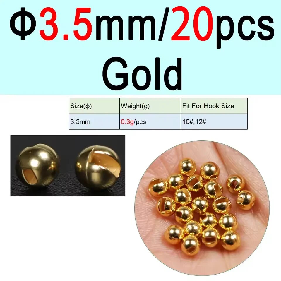 Джиг-бусины золотистые 3.5mm, 20шт