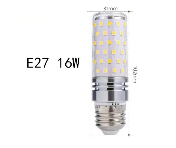 Светодиодная лампа-кукуруза E14 E27 B15 B22 12W 16W 25W 40W, SMD2835, 85-265V, E27 16W, white