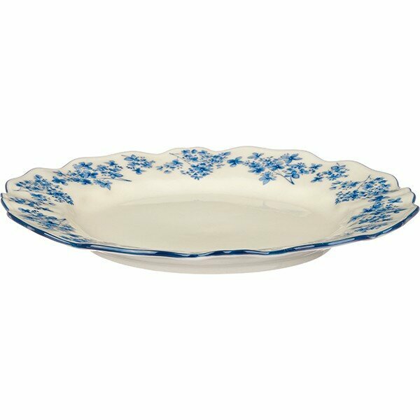 Тарелка «Фиори», фарфор, 27 см, цвет слоновая кость, синий (Kunstwerk)