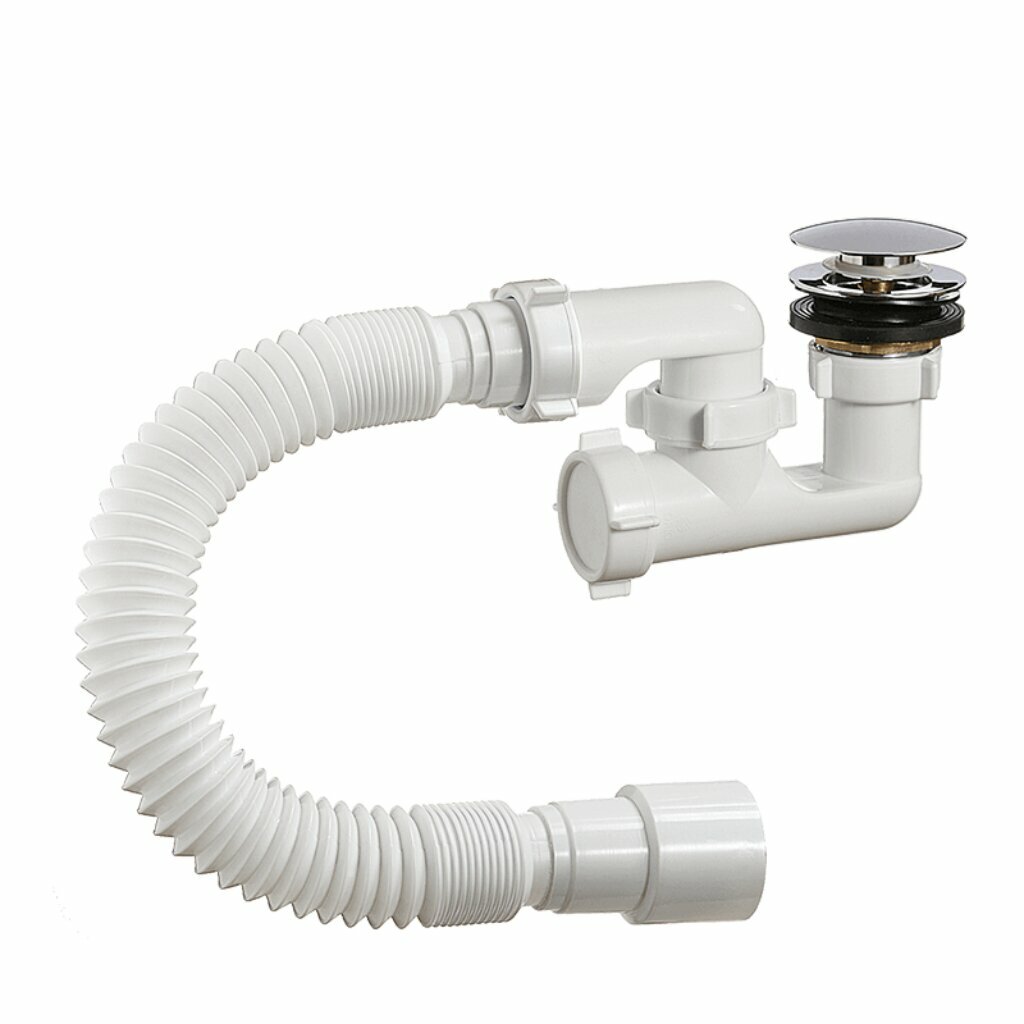 Сифон для душевой кабины, гофрированный, 40х40/50, с выпуском, автомат, Orio, А-25589