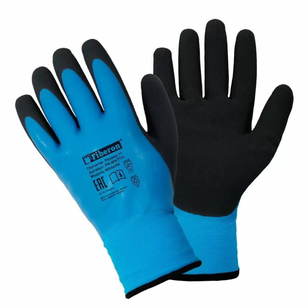Перчатки полиэстер, латексный облив, утепленные, Арктика, Fiberon, европодвес