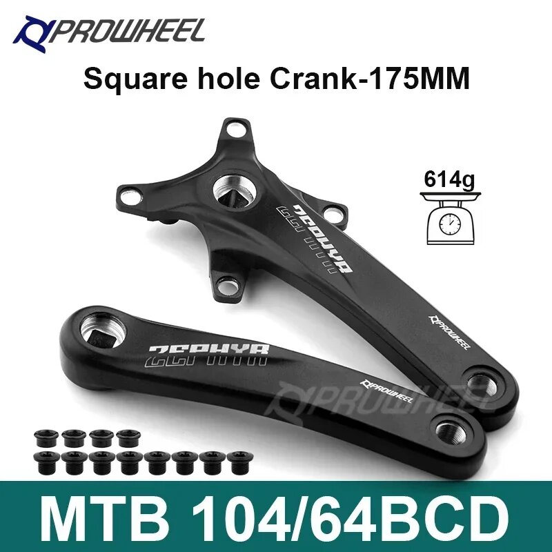 PROWHEEL Шатуны для горного велосипеда черные 170/175 мм 32/34/36/38T 175MM