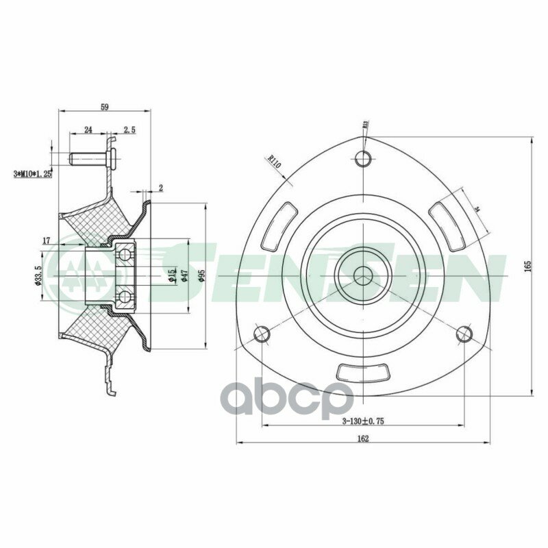 Опора амортизатора Sensen арт. M61208
