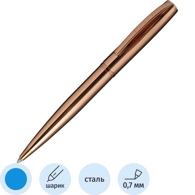 Ручка шариковая автоматич. SIENNA 1мм, синяя, корп. роз золото, футл 20-0356/13