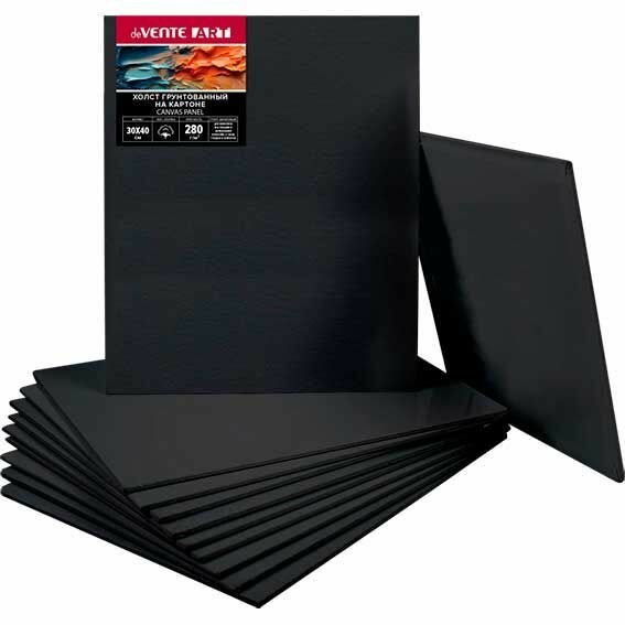 Холст на картоне deVENTE Art, грунтованный, 30х40 см, чёрный, хлопок 100%, 280 г/м2, мелкое зерно