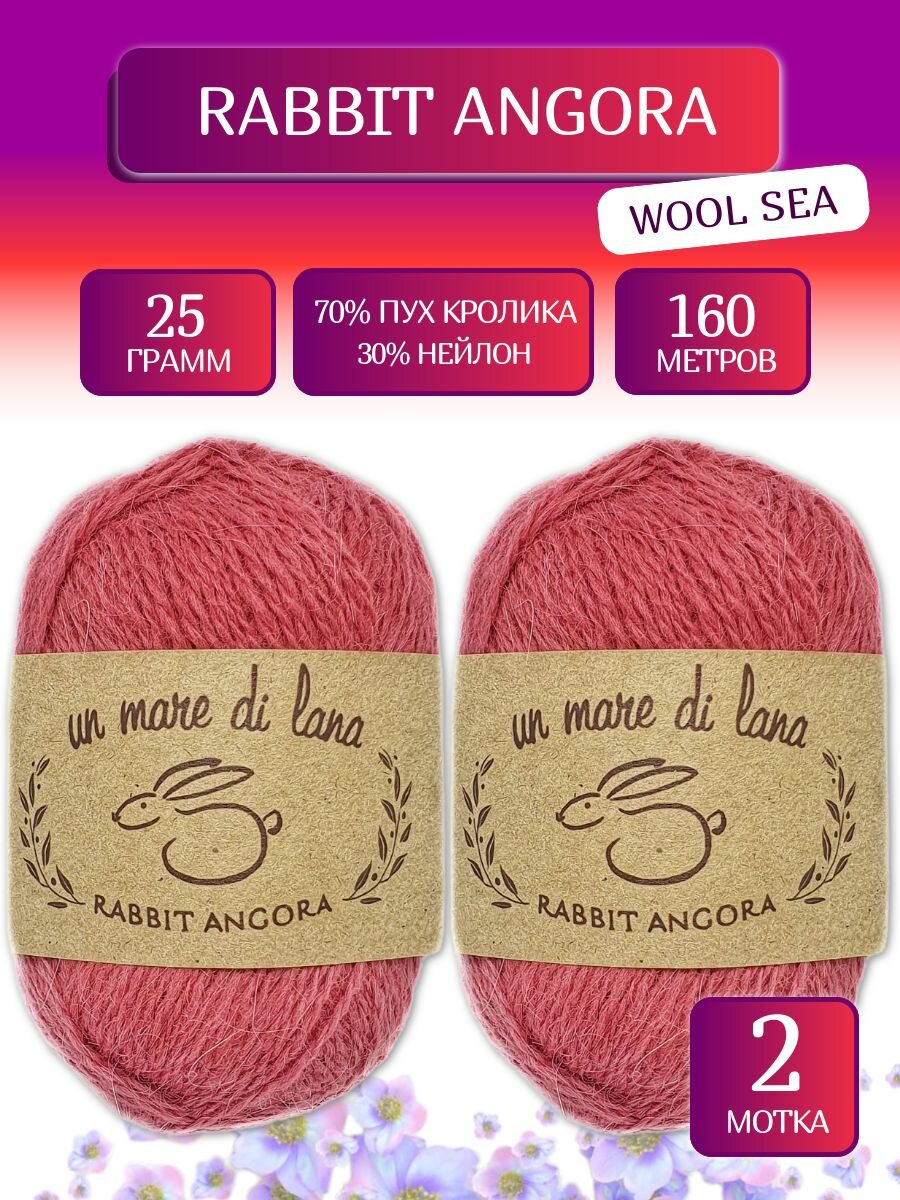 Пряжа Раббит Ангора Вул Си, Rabbit Angora Wool Sea (021), 25г, 160м, 70% пух кролика, 30% нейлон (2 шт.)