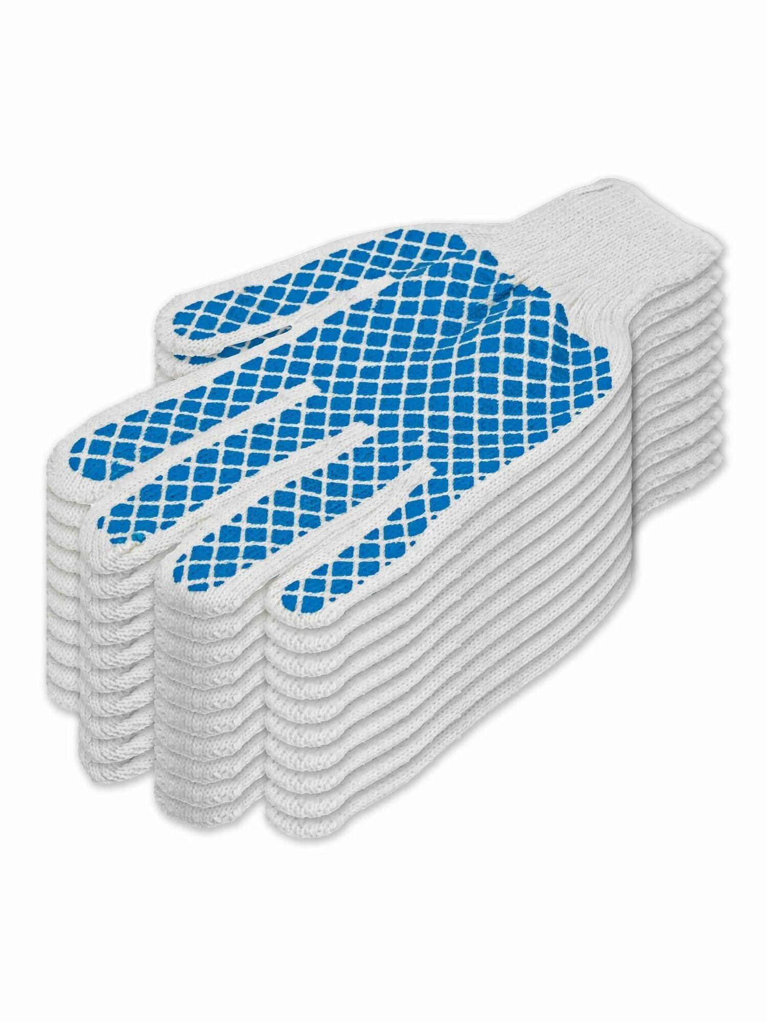 Перчатки х/б, ПВХ покрытие, "Шахматный облив", 5 пар в упаковке, 10 класс