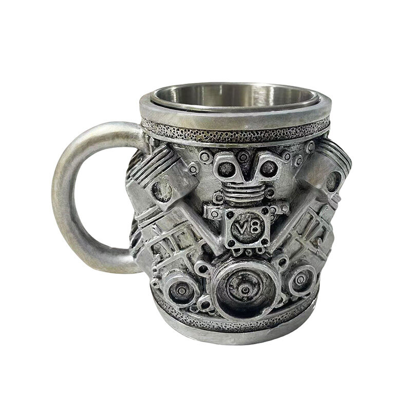 Кружка "V8", керамическая, антикварная, винтажная, цвет Silver, 350мл