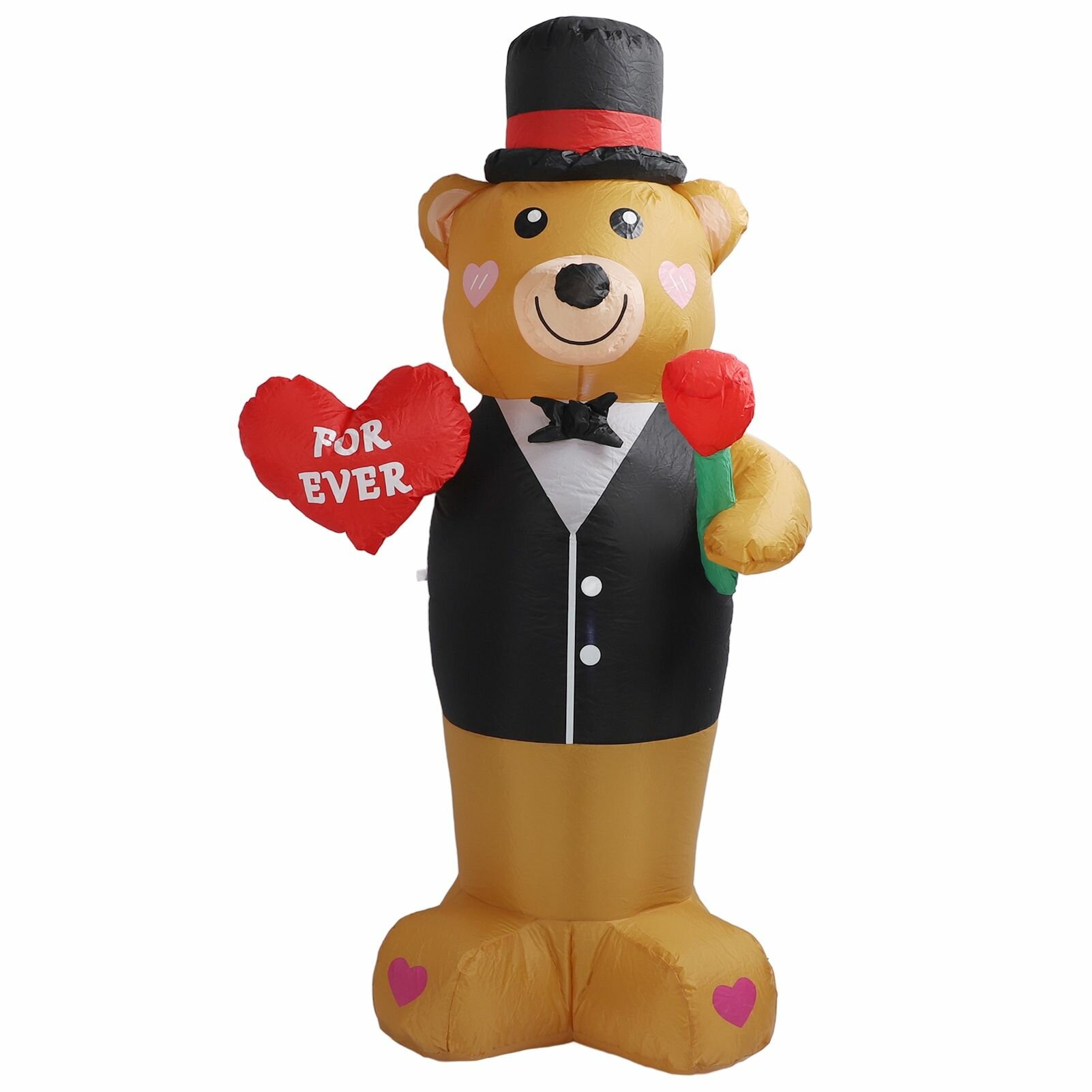 Надувной мишка 185 см из 210T полиэстера, водонепроницаемый IP44 с мощным насосом для декорации на День святого Валентина, евро-вилка 220-240V