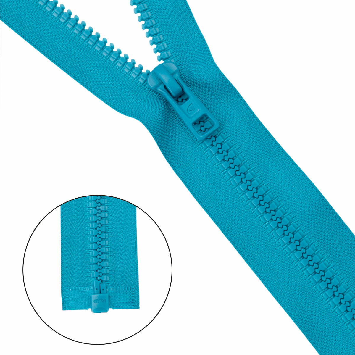 Молния тракторная разъемная Т6, 1 замок, 40 см, цвет A046 бирюзовый, 5 штук, Arta