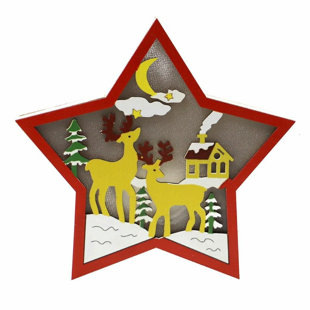 Деревянная рождественская пятиконечная звезда в стиле кантри со светодиодной подсветкой для украшения обеденного стола-JM00912