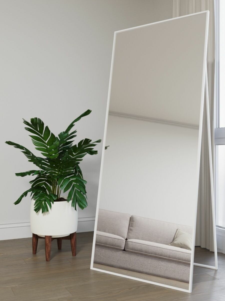 Зеркало настенное 170х70 см. BLX MIRROR интерьерное в алюминиевой раме напольное, Белое