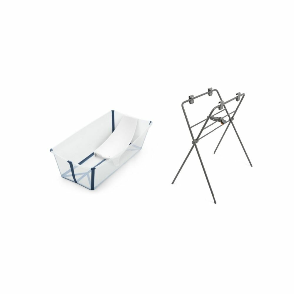 Комплект ванночка Stokke Flexi Bath, Складная ванночка с горкой, подставка
