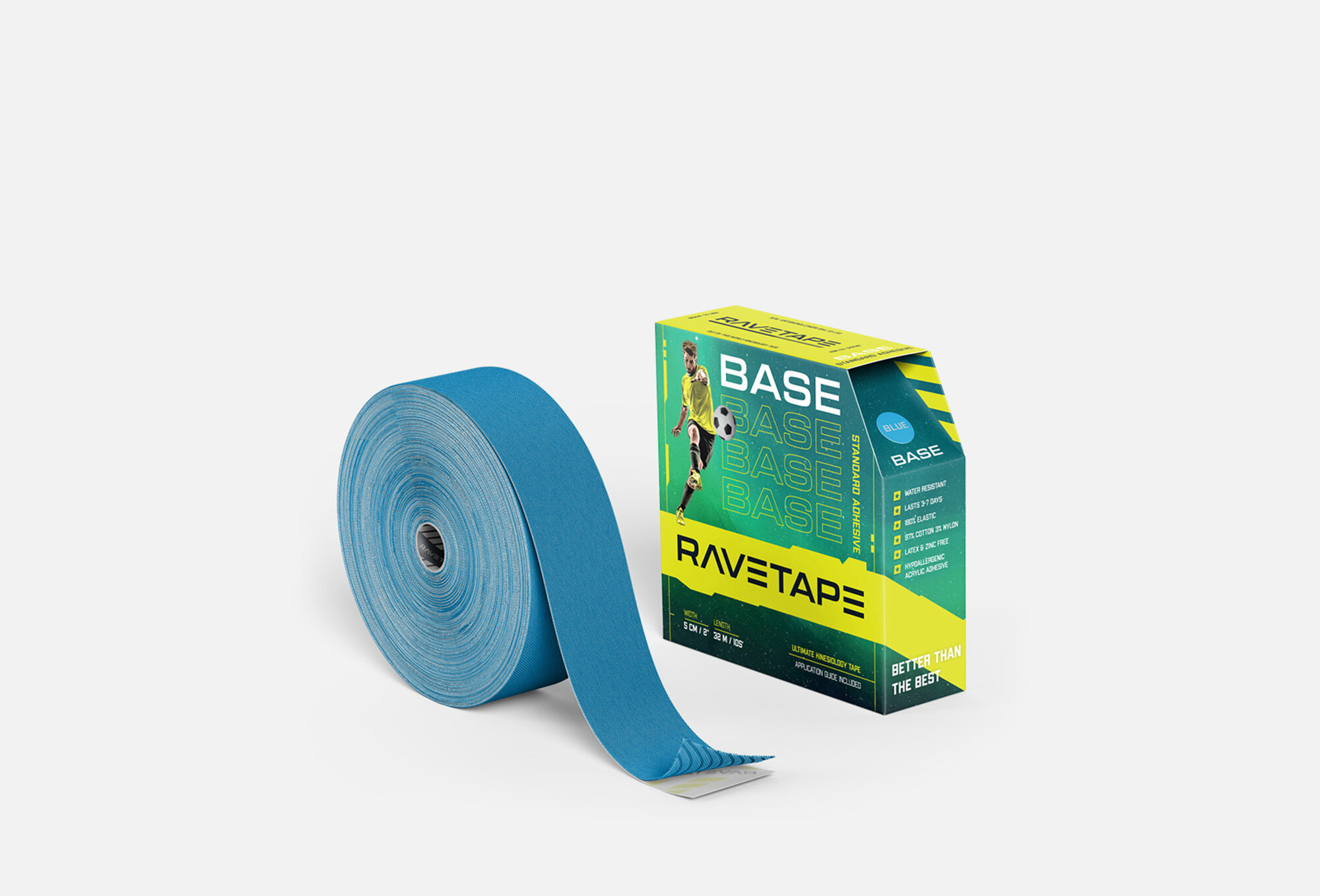 Кинезиотейп RAVETAPE BASE 5X32 (BLUE) голубой