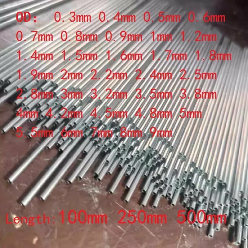 Капиллярные трубки из нержавеющей стали 304, наружный диаметр 0,3-9 мм, длина 100/250/500 мм 2.2x0.1mm, Length 250mm 1pc