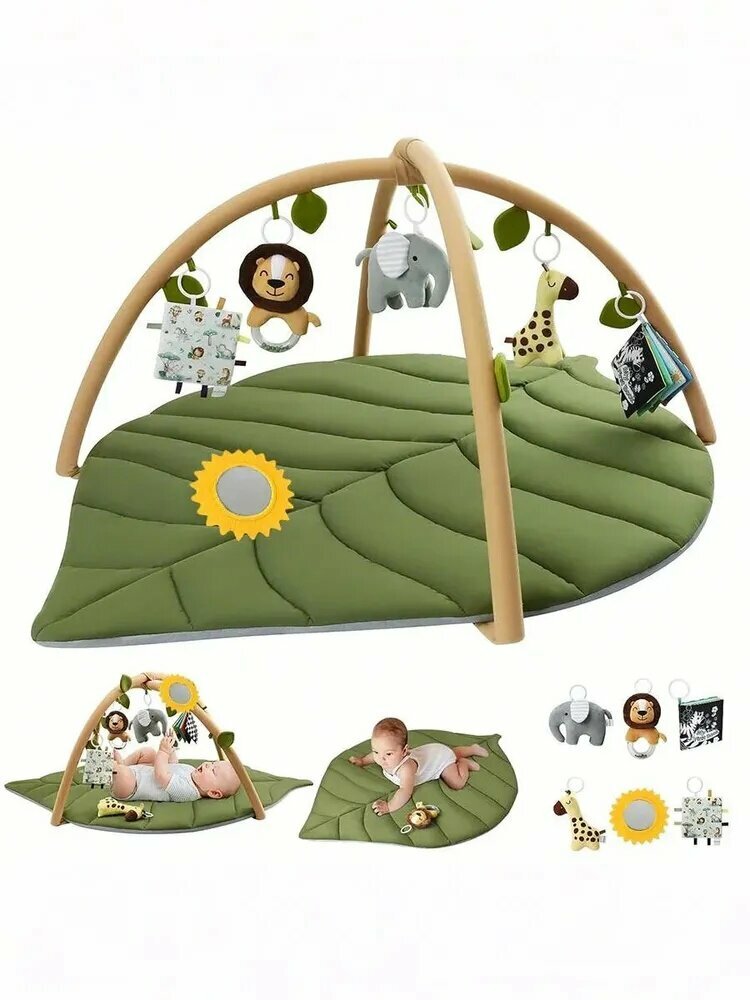 Коврик детский для ползания Форма зеленого листа Игровой коврик