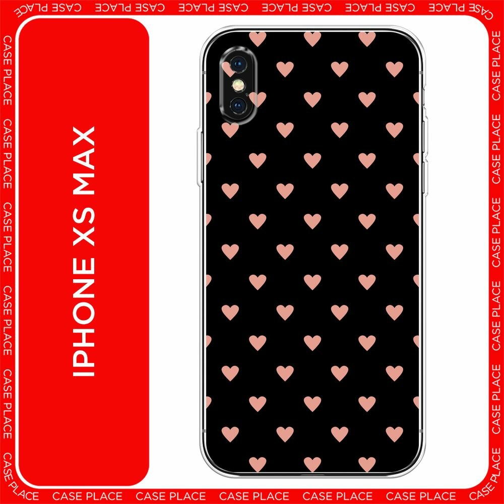 Чехол на Apple iPhone XS Max / Айфон XS Max с принтом "Розовые сердечки"