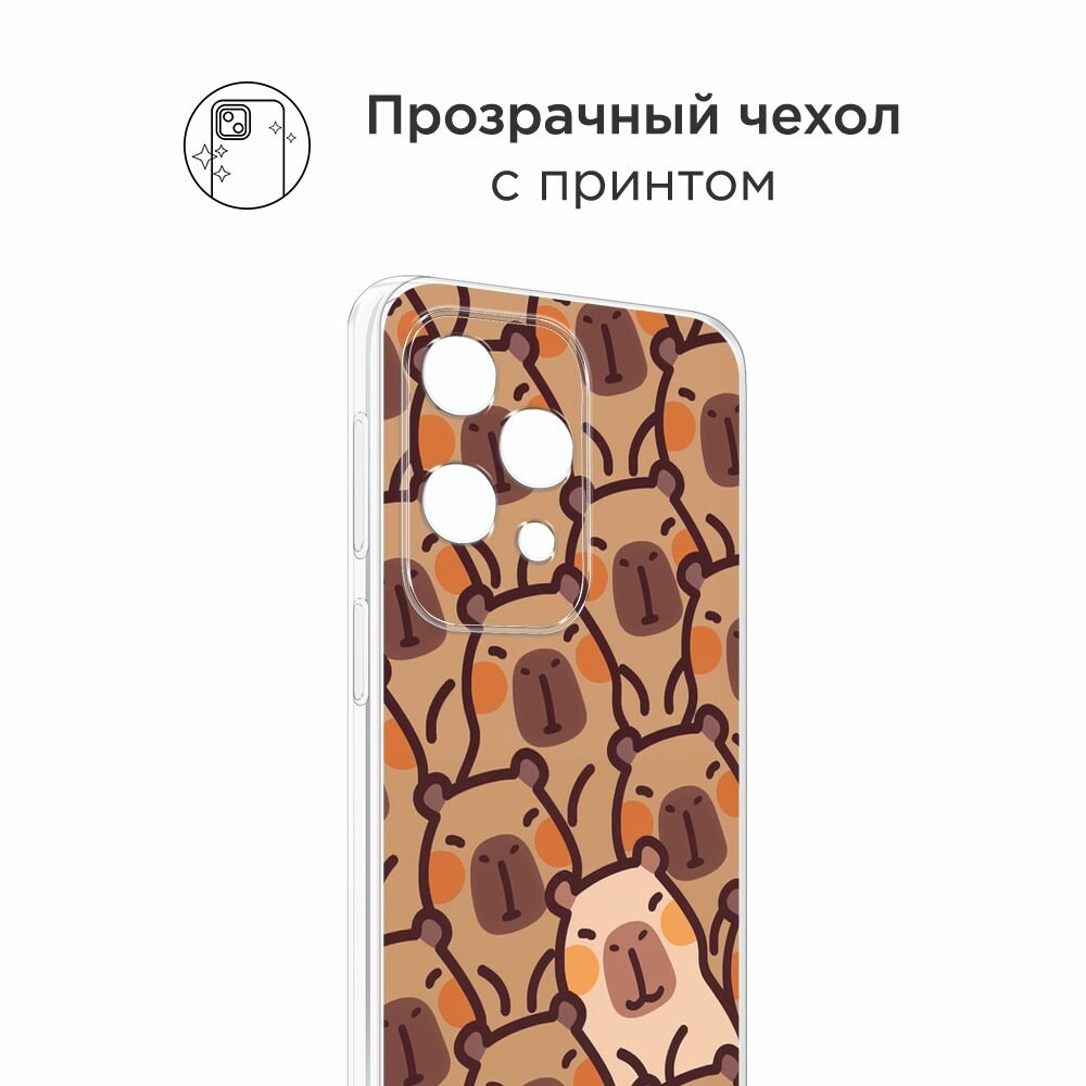 Чехол на Xiaomi Redmi 12 5G / Сяоми Редми 12 5G с принтом "Толпа капибар" — фото 1
