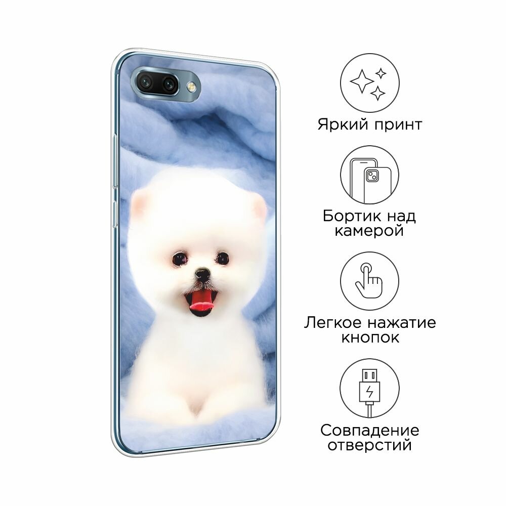 Силиконовый чехол на Honor 10 / Хонор 10 с принтом Белый пёсик — фото 1