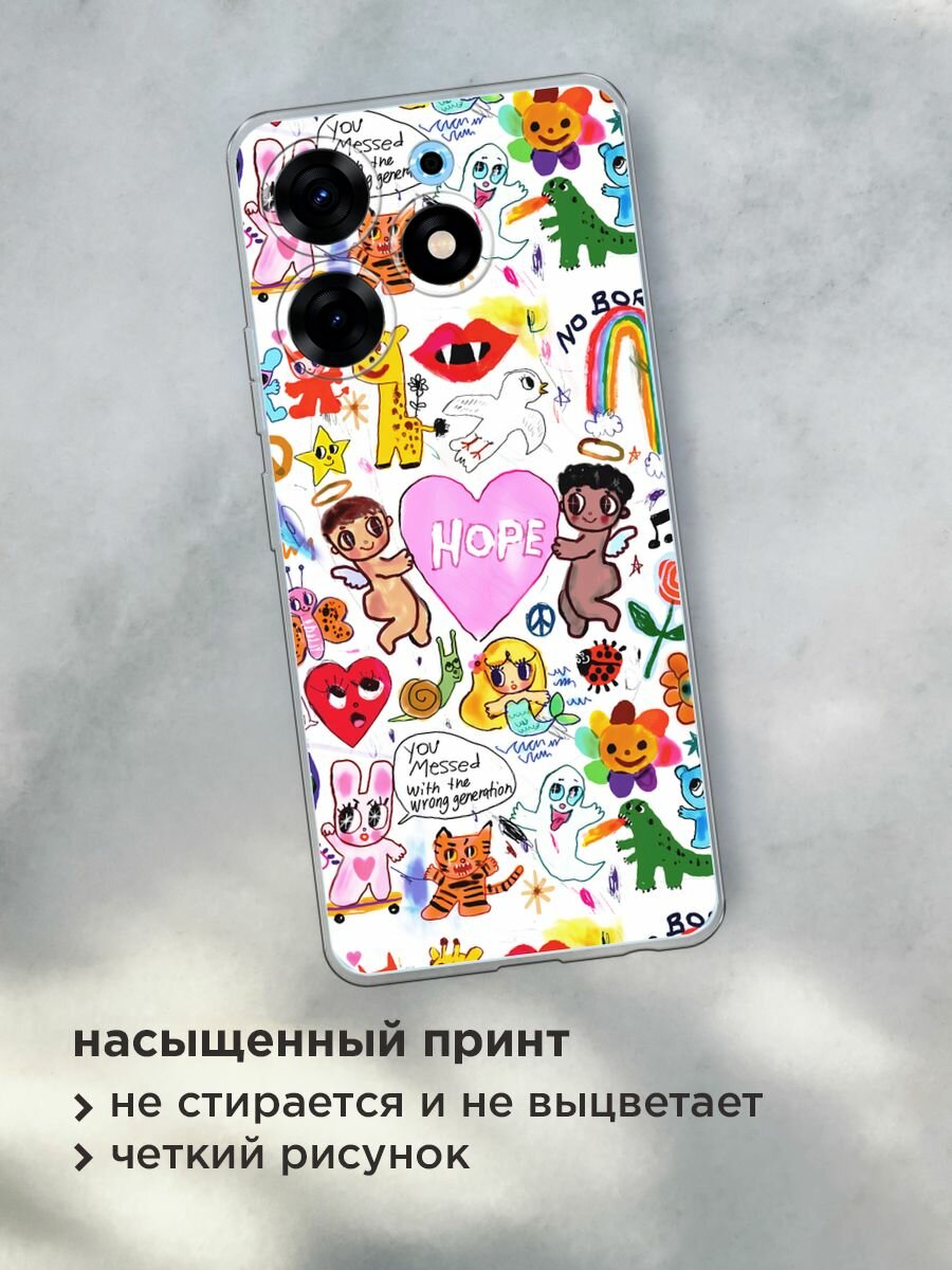 Чехол на Tecno Spark 10 Pro / Текно Спарк 10 Про с принтом "Милые рисунки" — фото 1