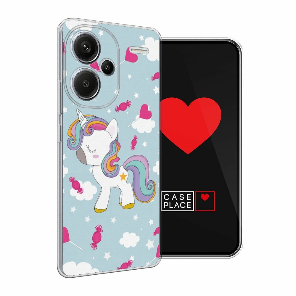 Чехол на Xiaomi Redmi Note 13 Pro+ / Сяоми Редми Нот 13 Про + с принтом "Сладкий единорожек" — фото 1