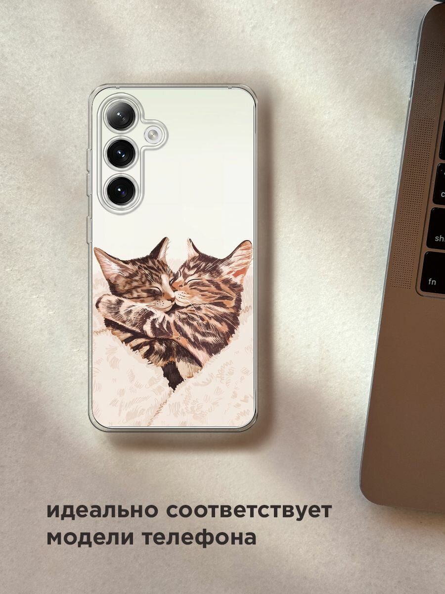 Чехол на Samsung Galaxy S24 / Самсунг S24 с принтом "Влюбленные котейки - 14 февраля" — фото 1