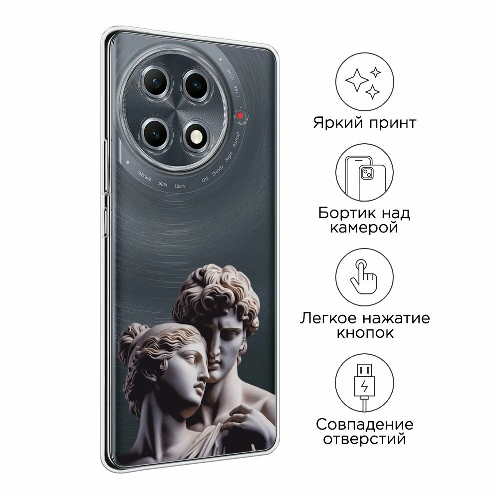 Чехол на Tecno Camon 30S Pro / Текно Камон 30S Про с принтом "Нежные скульптуры - 14 февраля", прозрачный — фото 1