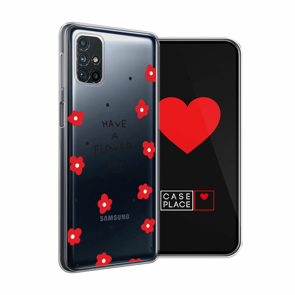 Чехол на Samsung Galaxy M31s / Самсунг Галакси M31s с принтом "Have a flower day 2", прозрачный — фото 1