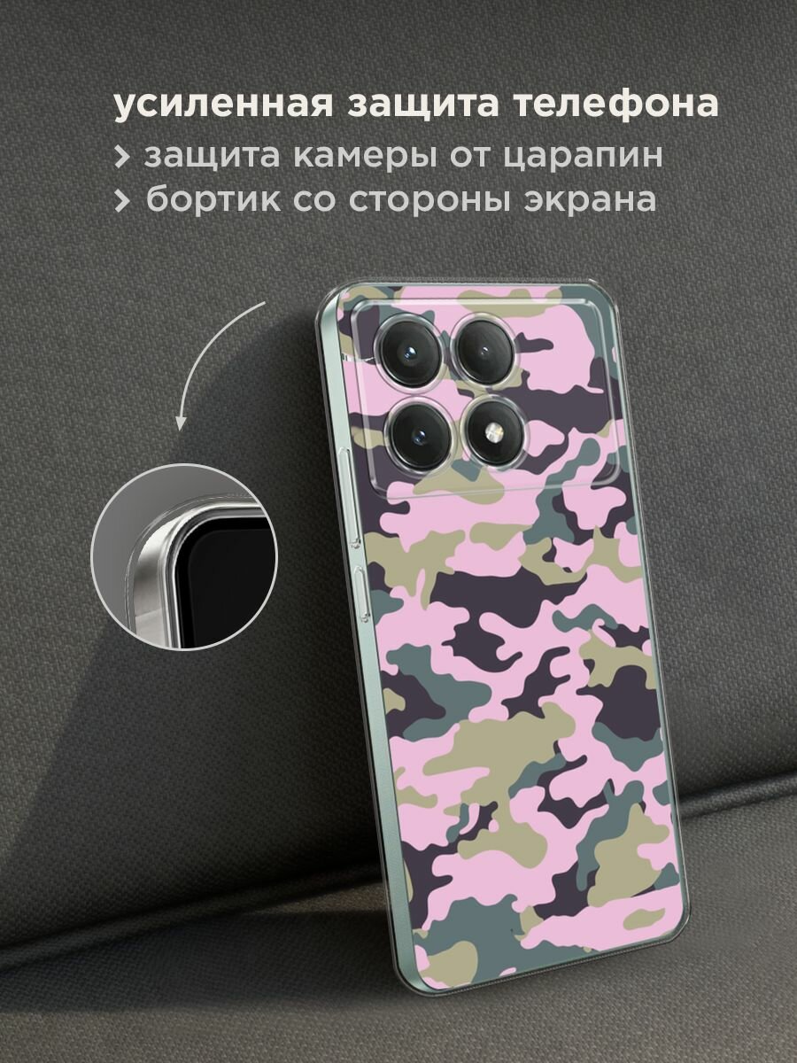 Чехол на Xiaomi Poco X6 PRO 5G / Поко X6 Про 5G с принтом "Камуфляж розовый - 23 февраля" — фото 1