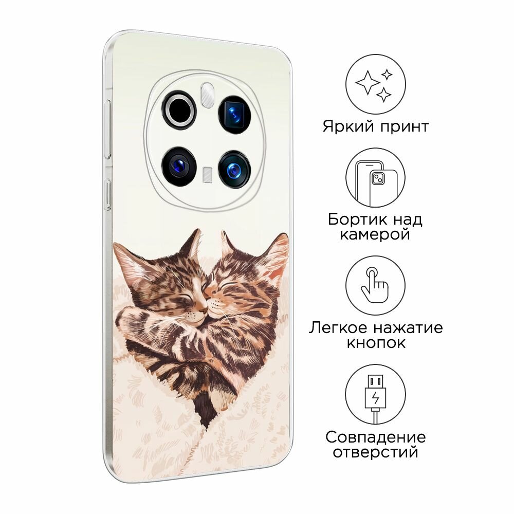 Чехол на Honor Magic 7 Pro / Хонор Мэджик 7 Про с принтом "Влюбленные котейки - 14 февраля" — фото 1