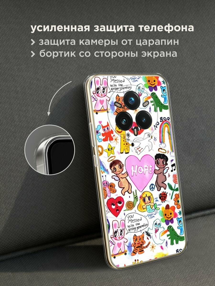 Чехол на Realme 14 Pro+ / Реалми 14 Про+ с принтом "Милые рисунки" — фото 1