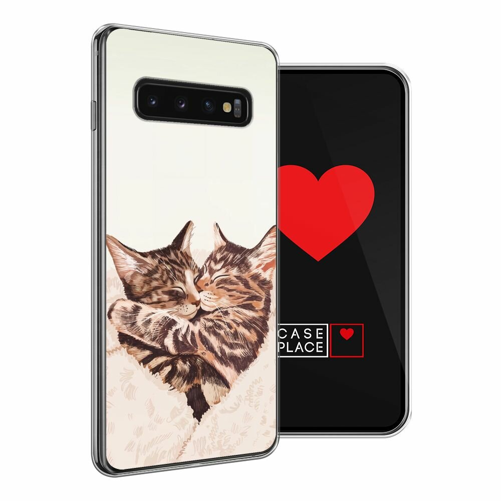 Чехол на Samsung Galaxy S10 + / Самсунг Галакси S10 Плюс с принтом "Влюбленные котейки - 14 февраля" — фото 1