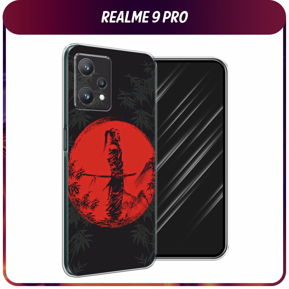 Чехол на Realme 9 Pro/9 5G / Реалми 9 Про/ 5G с принтом "Самурай на красном фоне"
