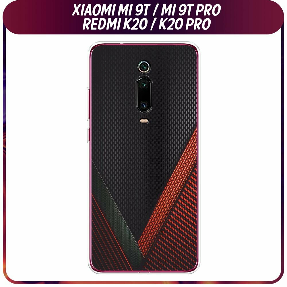 Чехол на Xiaomi Redmi K20/K20 Pro/Mi 9T/9T Pro / Сяоми Редми К20/K20 Pro/Mi 9T/9T Pro с принтом "Красный карбон"