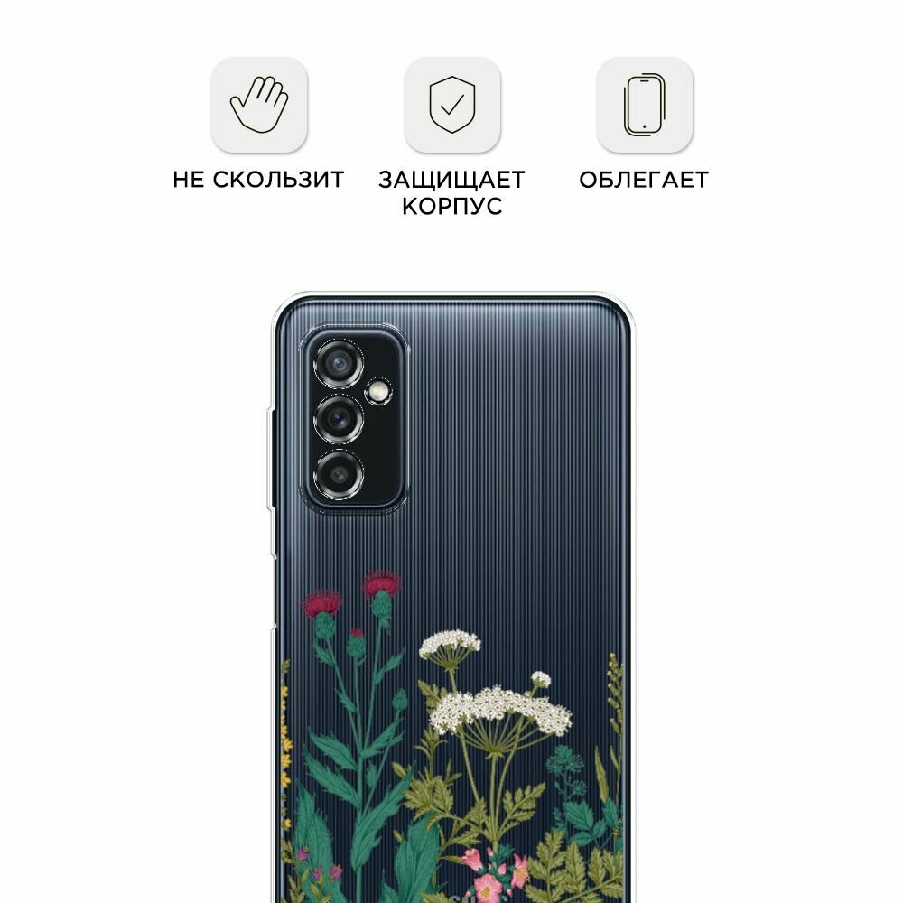 Чехол на Samsung Galaxy M52 / Самсунг Галакси M52 с принтом "Дикие полевые цветы", прозрачный — фото 1