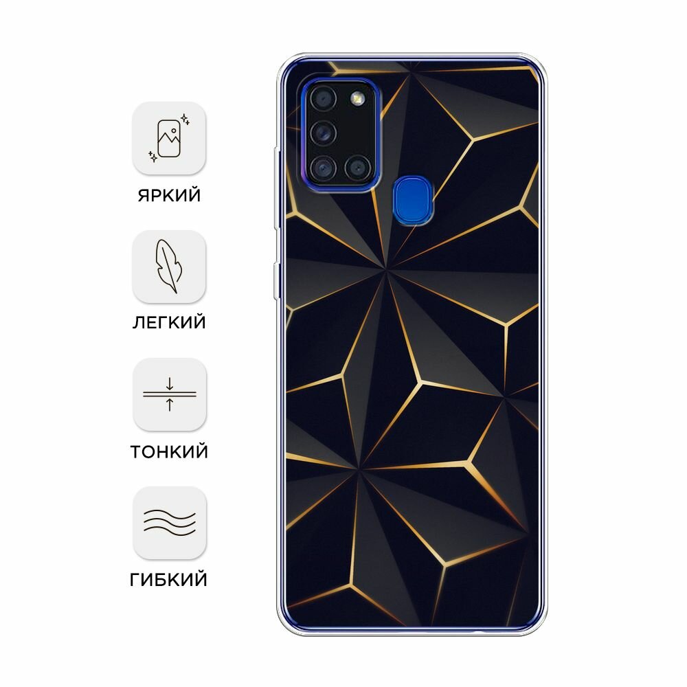 Чехол на Samsung Galaxy A21s / Самсунг Галакси A21s с принтом "Черные полигоны" — фото 1