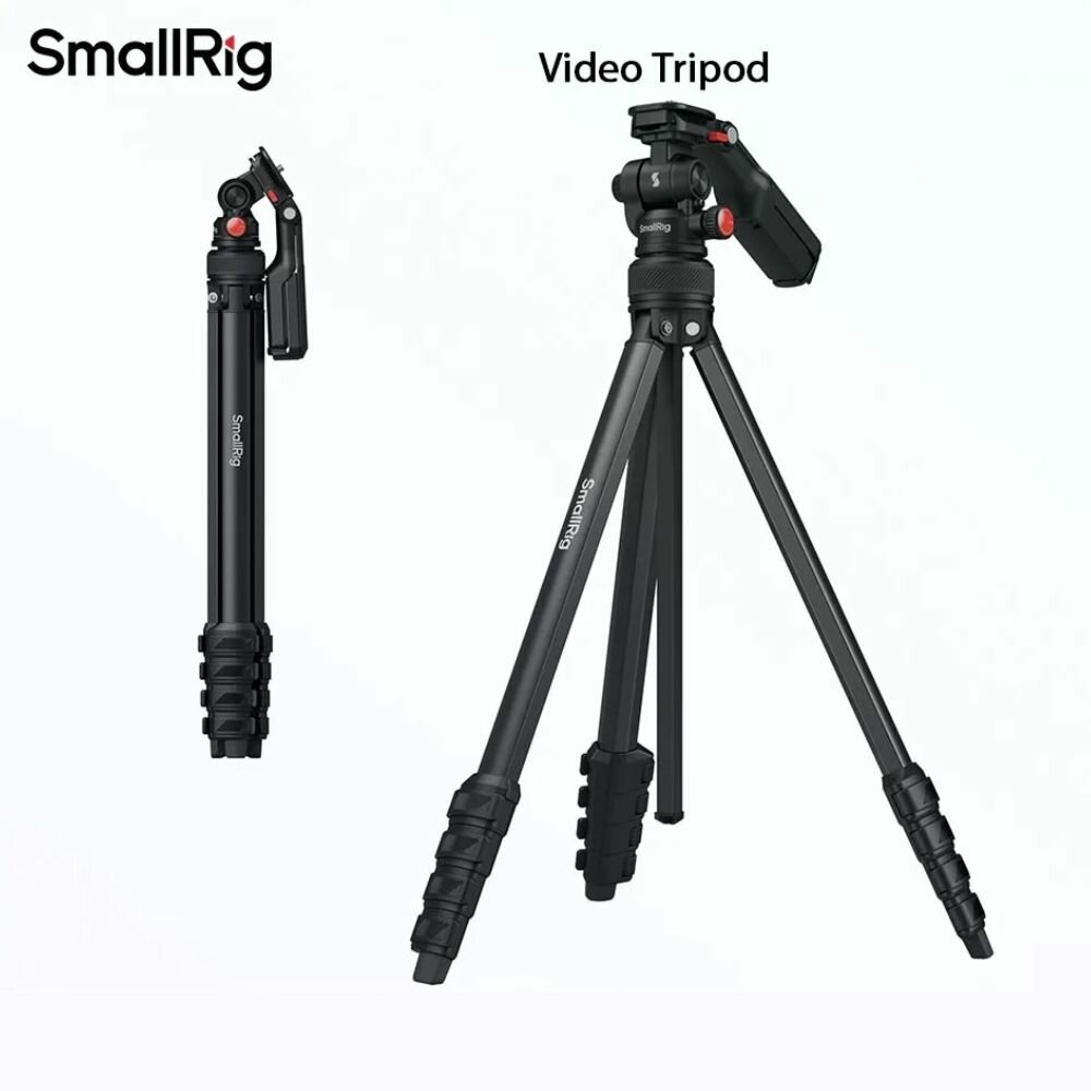 SmallRig 5473 Видео-штатив 2-в-1 с откидной ручкой для смартфонов, экшн-камера для зеркальной беззеркальной камеры