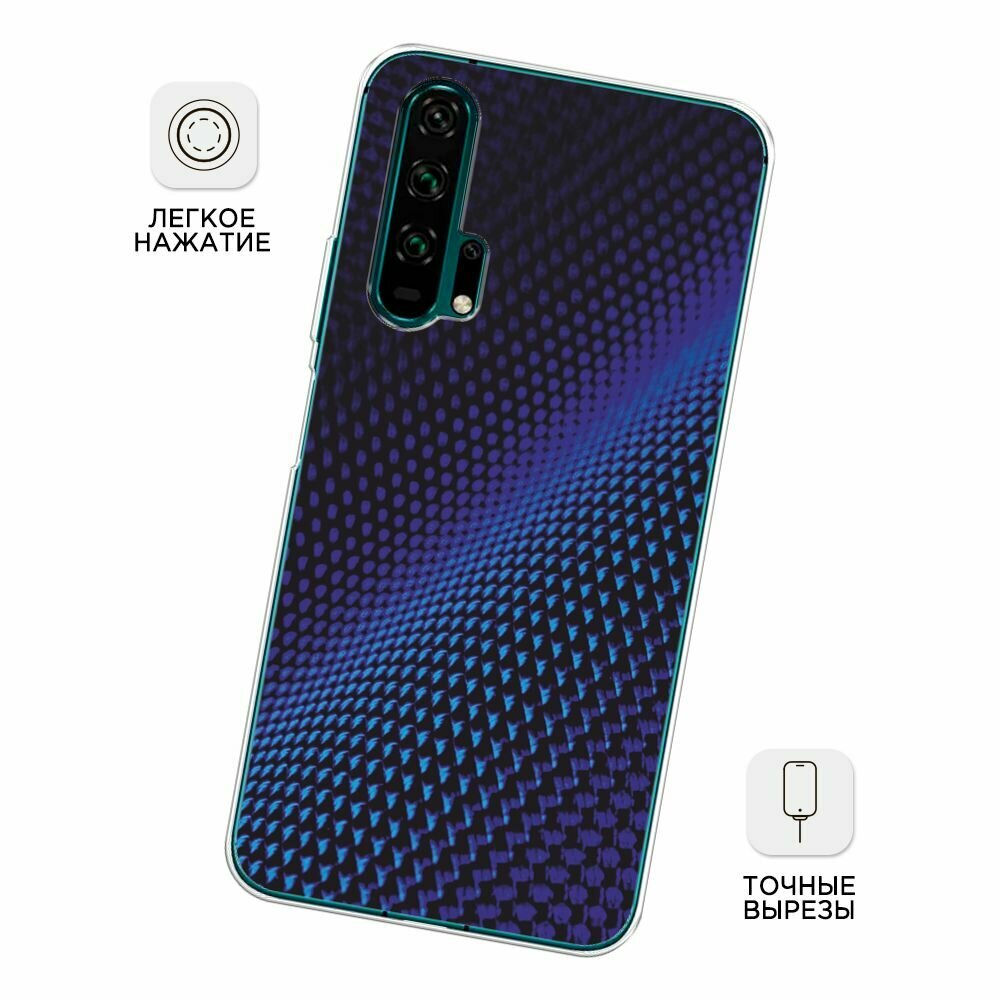 Чехол на Honor 20 Pro / Хонор 20 Про с принтом "Синий карбон" — фото 1