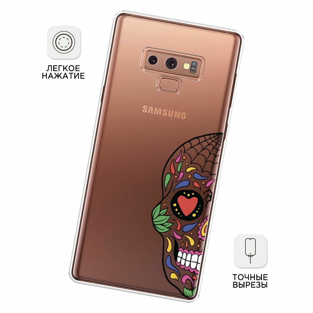 Чехол на Samsung Galaxy Note 9 / Самсунг Галакси Нот 9 с принтом череп из мексики арт, прозрачный — фото 1