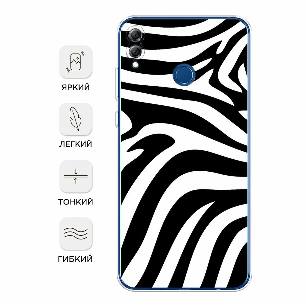 Силиконовый чехол на Honor 8X / Хонор 8Х с принтом "Полоски зебры" — фото 1