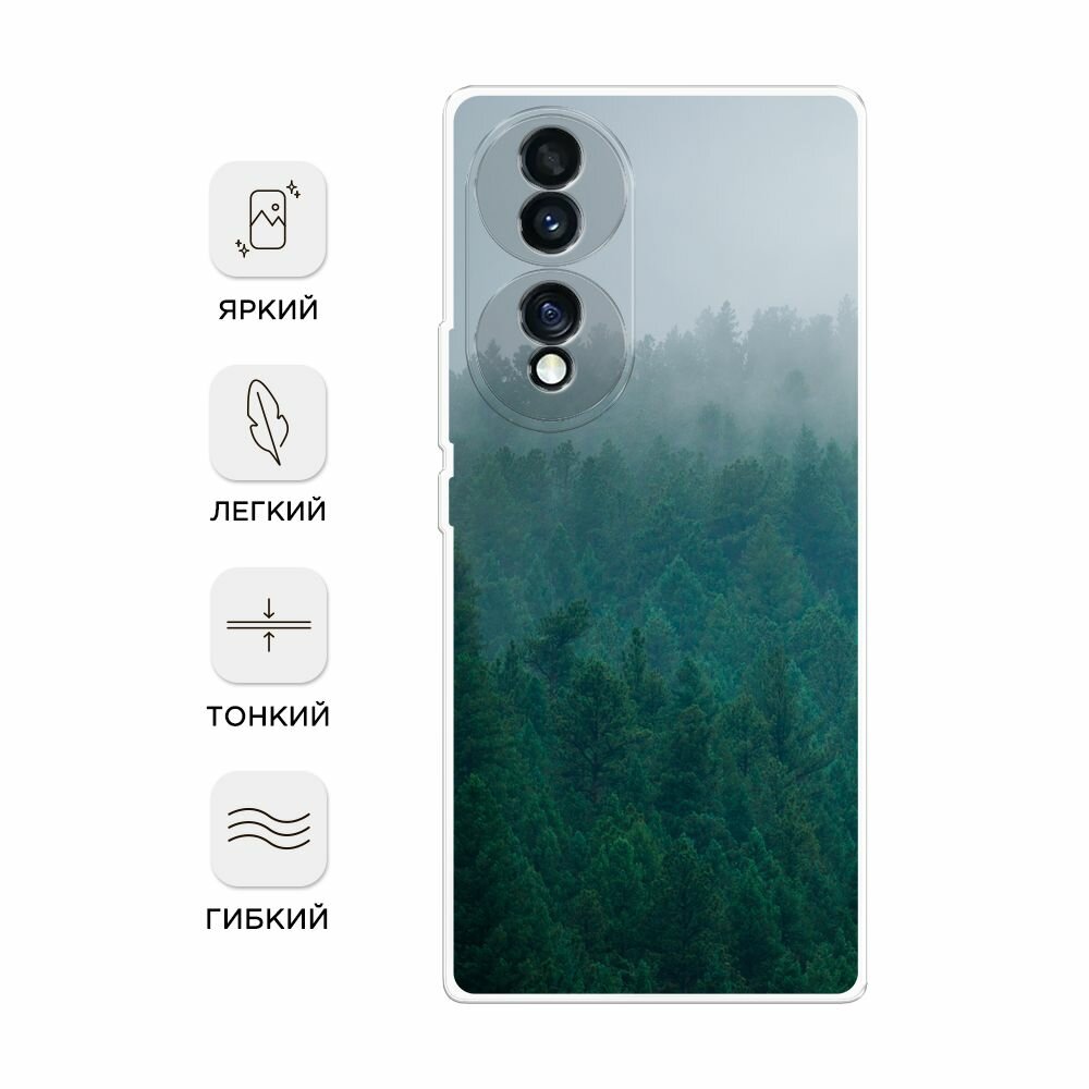 Силиконовый чехол на Honor 70 / Хонор 70 с принтом "Лес в облаках" — фото 1
