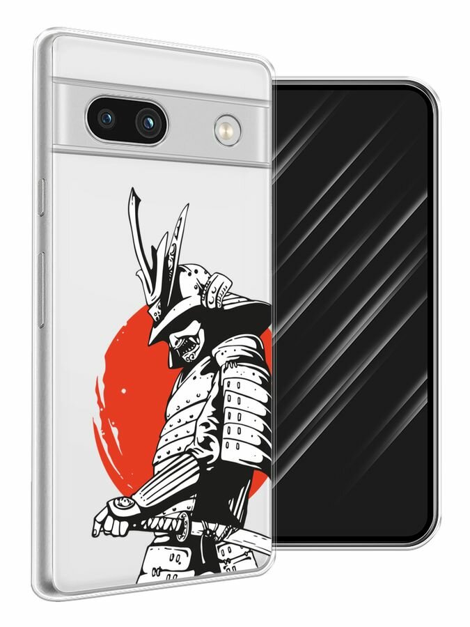 Чехол на Google Pixel 7a / Гугл Пиксель 7a с принтом "Самурай с катаной", прозрачный
