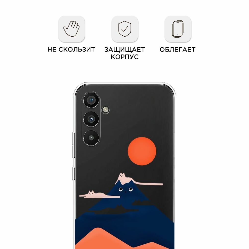 Чехол на Samsung Galaxy A34 / Самсунг A34 с принтом "Кот-гора", прозрачный — фото 1