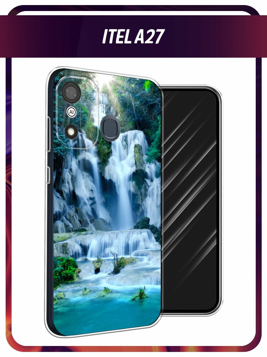 Силиконовый чехол на Itel A27 / Ител А27 с принтом "Водопад 8"