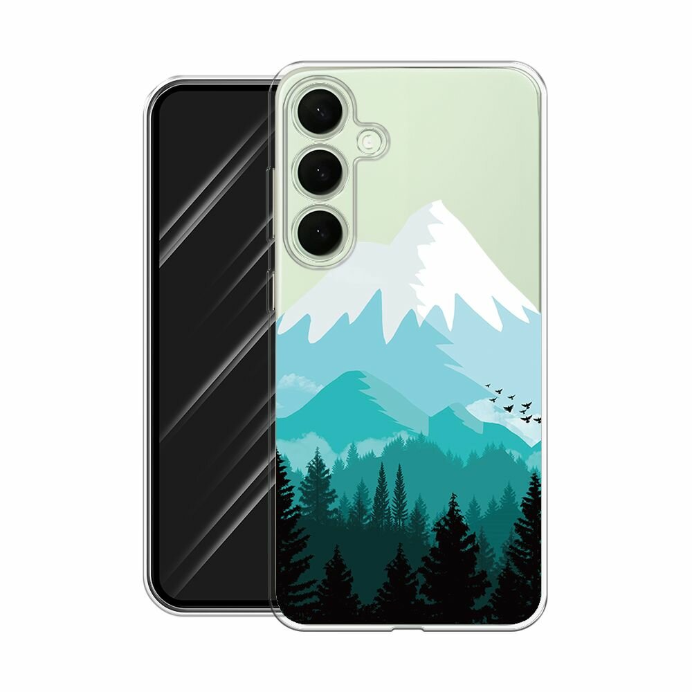 Чехол на Samsung Galaxy S25 Plus / Самсунг S25 Плюс с принтом "Синяя снежная гора", прозрачный — фото 1