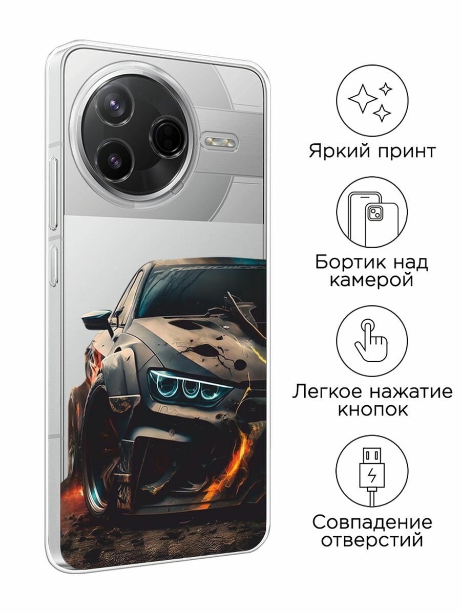 Чехол на Poco F7 Pro / Поко F7 Про с принтом "На износ", прозрачный — фото 1