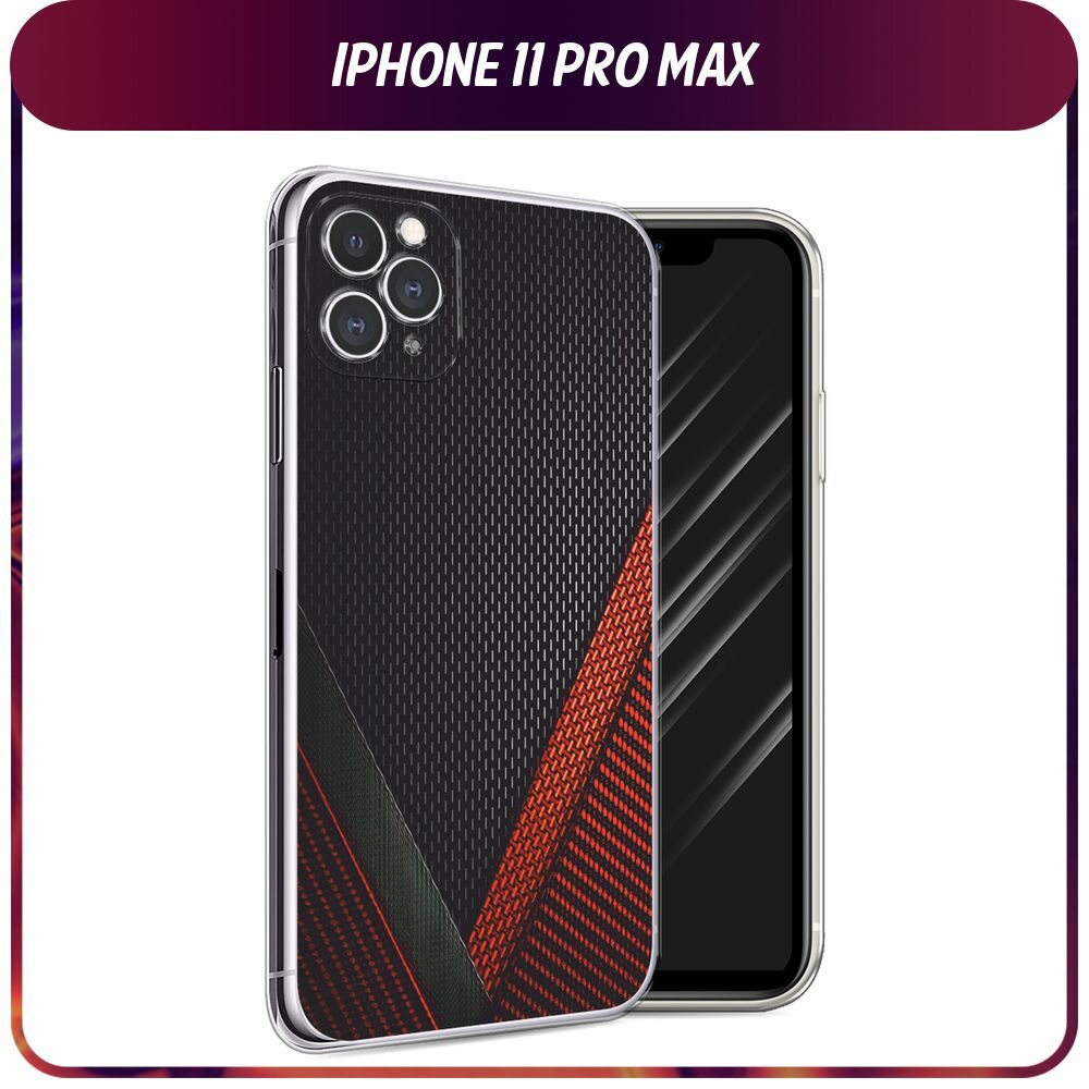 Чехол на Apple iPhone 11 Pro Max / Айфон 11 Про Макс с принтом "Красный карбон"