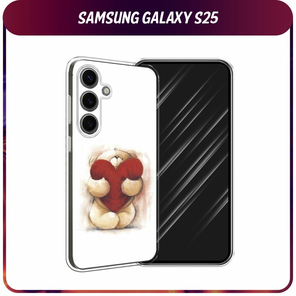 Чехол на Samsung Galaxy S25 / Самсунг S25 с принтом "Мишка с сердцем 1"